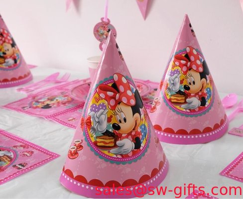 Minnie Mouse Kids Birthday Party Decoration Set Party Supplies cup plate banner hat straw loot bag fork supplier
