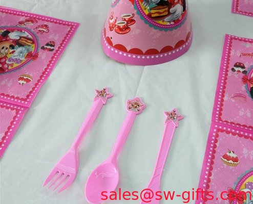 Minnie Mouse Kids Birthday Party Decoration Set Party Supplies cup plate banner hat straw loot bag fork supplier
