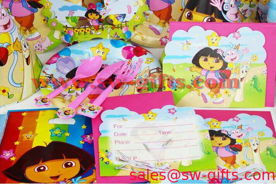 Kids girls Birthday Party Decoration carton Set Dora Theme Party Supplies Baby Birthday Party celebration supplier