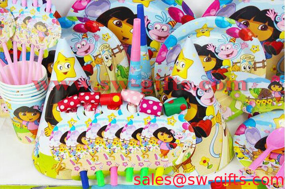Kids girls Birthday Party Decoration carton Set Dora Theme Party Supplies Baby Birthday Party celebration supplier