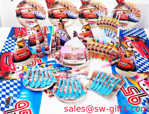 Cartoon Red Car Disposable Tableware Sets Children's Birthday Party Decorations Straw Cup Hat Tableware Props Supplies supplier
