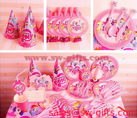 New pony party supplies for children birthday party party supplies of table cloth cups forks supplier