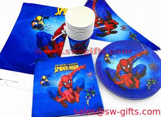 SPIDERMA THEME PAPER GLASSES CUPS SPIDERMAN DISHES KIDS BIRTHDAY PARTY DECORATION SPIDER MAN TABLE CLOTH supplier