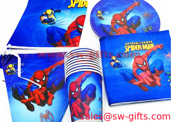 SPIDERMA THEME PAPER GLASSES CUPS SPIDERMAN DISHES KIDS BIRTHDAY PARTY DECORATION SPIDER MAN TABLE CLOTH supplier