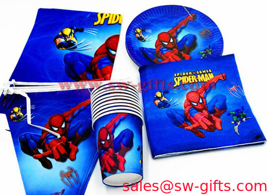 SPIDERMA THEME PAPER GLASSES CUPS SPIDERMAN DISHES KIDS BIRTHDAY PARTY DECORATION SPIDER MAN TABLE CLOTH supplier