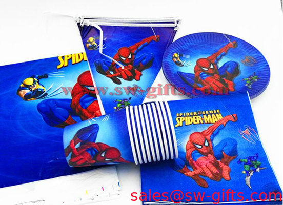 SPIDERMA THEME PAPER GLASSES CUPS SPIDERMAN DISHES KIDS BIRTHDAY PARTY DECORATION SPIDER MAN TABLE CLOTH supplier