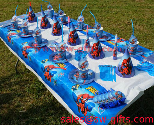 SPIDERMA THEME PAPER GLASSES CUPS SPIDERMAN DISHES KIDS BIRTHDAY PARTY DECORATION SPIDER MAN TABLE CLOTH supplier