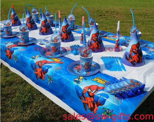 SPIDERMA THEME PAPER GLASSES CUPS SPIDERMAN DISHES KIDS BIRTHDAY PARTY DECORATION SPIDER MAN TABLE CLOTH supplier