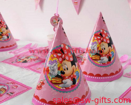 Minnie Mouse Kids Birthday Party Decoration Set Party Supplies cup plate banner hat straw loot bag fork supplier