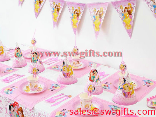 Princess Snow White Cinderella Bell Mermaid Sleeping Beauty Tangled Kids Baby Birthday Party Event Decoration Supplies supplier