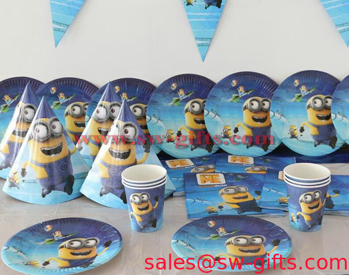 Minions Disposable Party Set Birthday Decorations Kids Boy Baby Shower Cup Plate Napkins Tablecover Tableware supplier