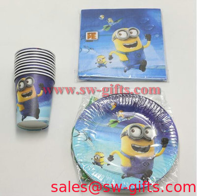 Minions Disposable Party Set Birthday Decorations Kids Boy Baby Shower Cup Plate Napkins Tablecover Tableware supplier