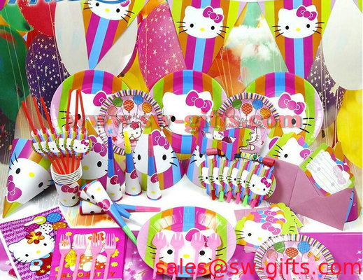Kids Birthday Party Decoration Set Birthday Hello Kitty Theme Party Supplies Baby Birthday Party Pack supplier