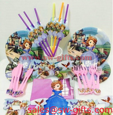 Sofia the First Kids Birthday Decoration Set Princess Theme Party Supplies Baby Birthday Party pack for 6 people supplier