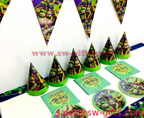 Turtles plates cups kids birthday party set boys favor turtles glass plates turtles party set supplier
