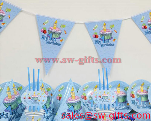 Boy 1st theme birthday party decoration set birthday party supplies baby birthday party pack supplier