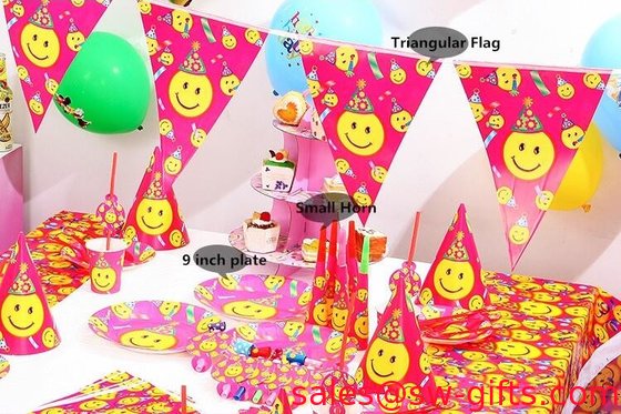 Popular Smile Face Theme disposable tableware set birthday party decoration party supplies supplier