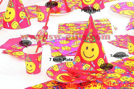 Popular Smile Face Theme disposable tableware set birthday party decoration party supplies supplier