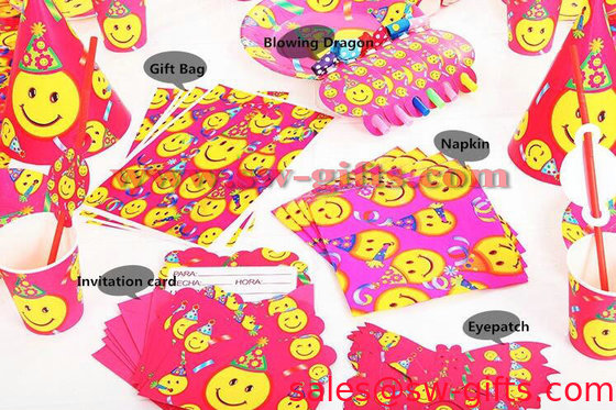 Popular Smile Face Theme disposable tableware set birthday party decoration party supplies supplier