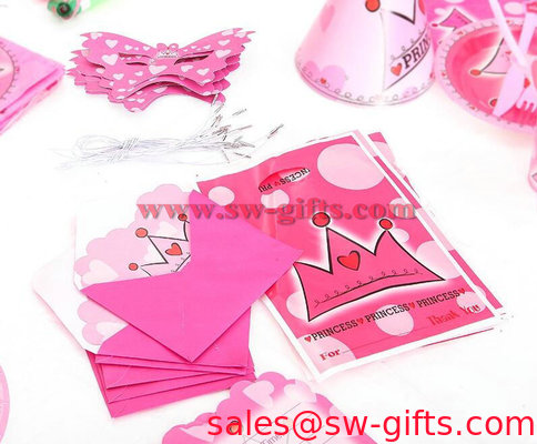 Princess Crown Theme cup plate horn knife napkin tblecover for Kids Birthday Party Supplies set 6people use supplier