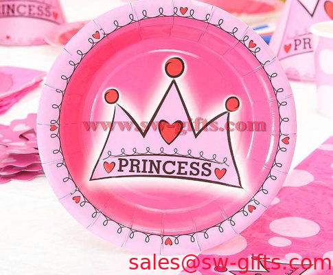 Princess Crown Theme cup plate horn knife napkin tblecover for Kids Birthday Party Supplies set 6people use supplier