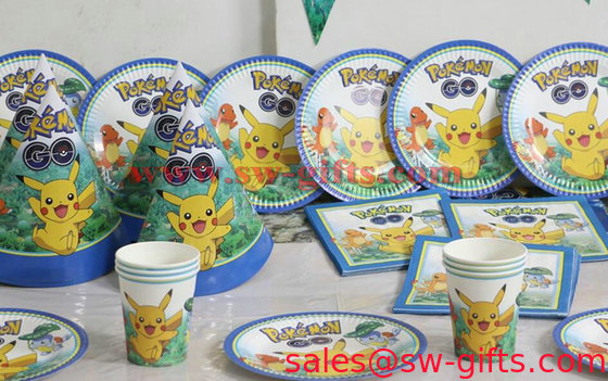 Family party pokemon go pikachu theme for boy's happy birthday party set supplies decoration baby shower favor supplier