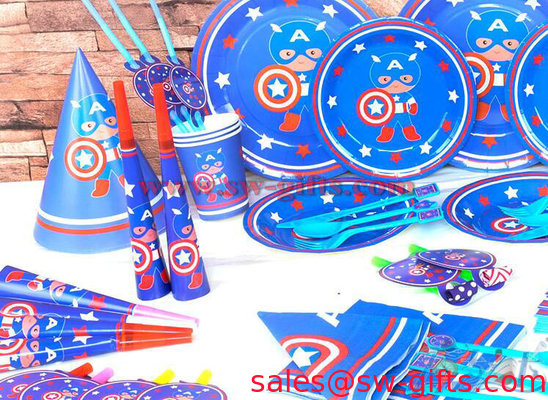 Captain America New Kids Birthday Party Decoration Set Birthday brown bear Theme Party Supplies Baby Party set supplier