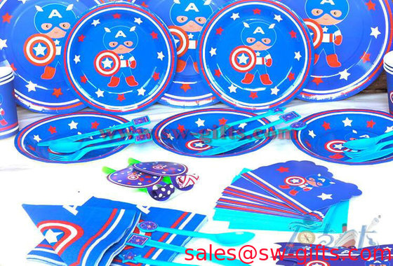 Captain America New Kids Birthday Party Decoration Set Birthday brown bear Theme Party Supplies Baby Party set supplier
