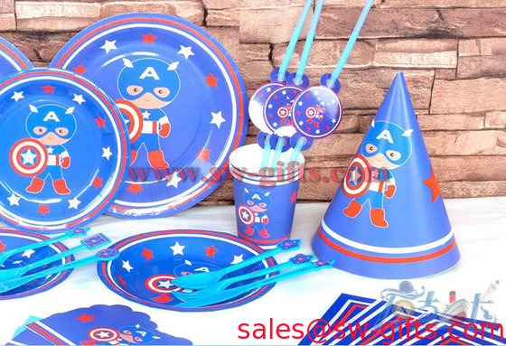 Captain America New Kids Birthday Party Decoration Set Birthday brown bear Theme Party Supplies Baby Party set supplier