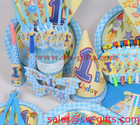 Boy first birthday Rocket bear birthday Kids Birthday Decoration Set Baby Birthday Party pack supplier