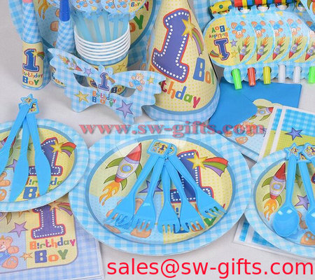 Boy first birthday Rocket bear birthday Kids Birthday Decoration Set Baby Birthday Party pack supplier