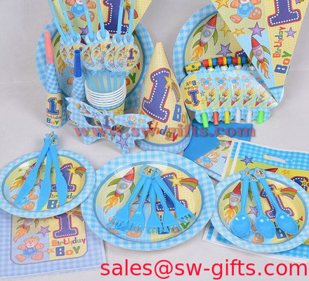 Boy first birthday Rocket bear birthday Kids Birthday Decoration Set Baby Birthday Party pack supplier