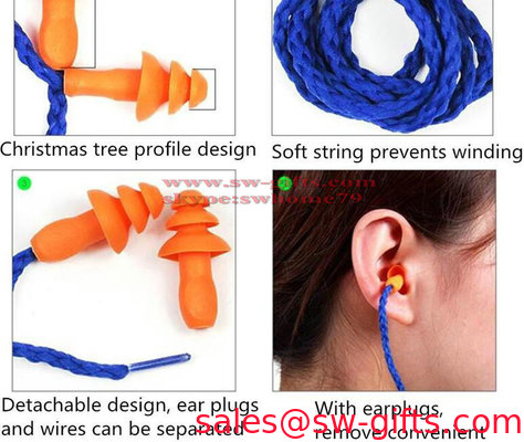 Soft Silicone Corded Ear Plugs ears Protector Reusable Hearing Protection Noise Reduction Earplugs Earmuff supplier