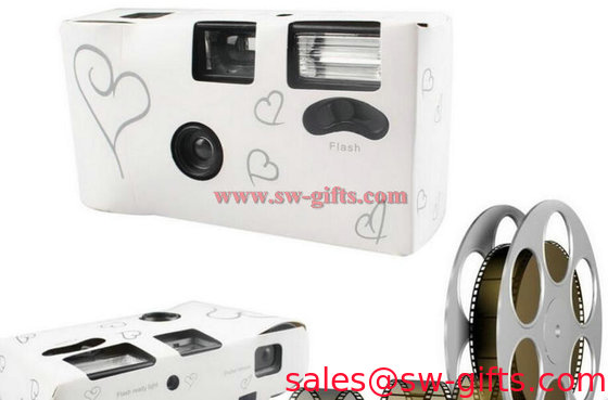Single Use Disposable Wedding Bridal Camera 36 photos Silver Funny Heart With Flash and Table Card supplier