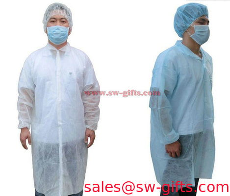Disposable Lab Coats Nonwoven Fabric Work Coveralls Food Workshop White Ropa Dustproof Gown Velcro Protective Clothing supplier