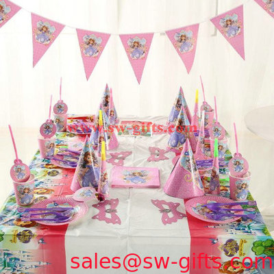 Sofia the First Kids Birthday Decoration Set Princess Theme Party Supplies Baby Birthday Party pack for 6 people supplier