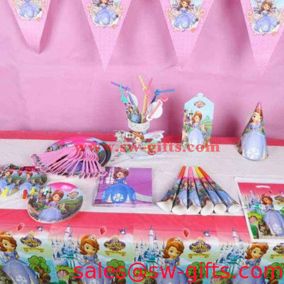 Sofia the First Kids Birthday Decoration Set Princess Theme Party Supplies Baby Birthday Party pack for 6 people supplier