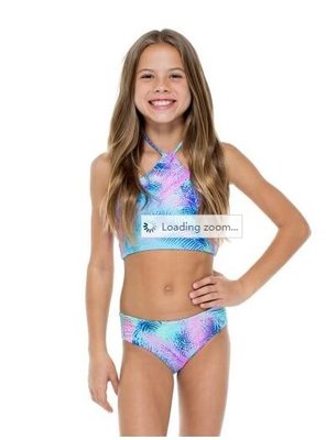 China Girl's Reversible Patterned Crop Top Bikini - Palmares Tankini supplier