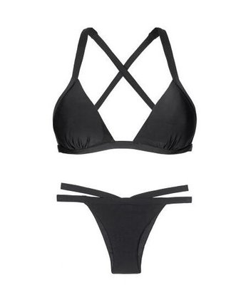 China Black Fixed Triangle Bikini With A Cross Back - Triangulo Preto supplier