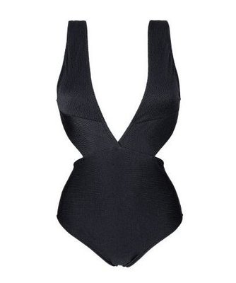 China 1 Piece Black Textured Swimsuit With A Deep Neckline - Duna Black Triquini supplier