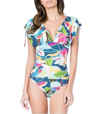 China Go with The Floral Print Adjustable Straps Mio One Piece Swimsuit supplier