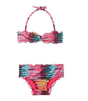 China Colourful And Striped Childrens Bandeau Swimsuit - Pipoca Doce supplier