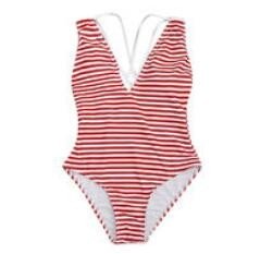 China Striped Swimwear One Piece Swimsuit Women Backless Monokini Swimsuit Sport Bodysuit Beach Bathing supplier