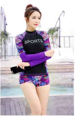 China 2019 UV Protection Swimming suit for women long sleeve and legs swimwear shorts pants set beach surf clothes swimsuit supplier