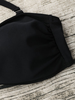 Sexy String Bikini Set Halter Swimsuit Backless Bathing Suit Women Solid Black Bikini Brazilian Biquini Push Up Swimwear supplier