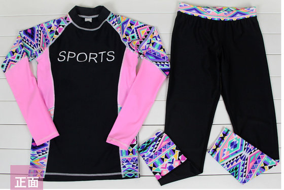 2019 UV Protection Swimming suit for women long sleeve and legs swimwear shorts pants set beach surf clothes swimsuit supplier