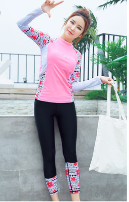 2019 UV Protection Swimming suit for women long sleeve and legs swimwear shorts pants set beach surf clothes swimsuit supplier