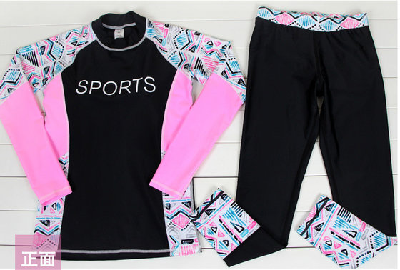 2019 UV Protection Swimming suit for women long sleeve and legs swimwear shorts pants set beach surf clothes swimsuit supplier
