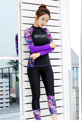 2019 UV Protection Swimming suit for women long sleeve and legs swimwear shorts pants set beach surf clothes swimsuit supplier
