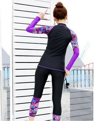 2019 UV Protection Swimming suit for women long sleeve and legs swimwear shorts pants set beach surf clothes swimsuit supplier